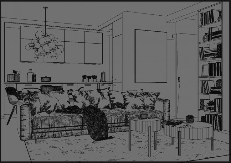 Living room_wireframe • Blender 3D Architect