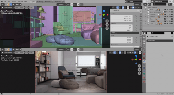 Free architectural scene using Blender and Cycles (Italian Flat ...